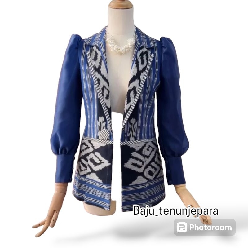 Jual blazer wanita outer tenun etnik elegant baju kantor baju tenun ...
