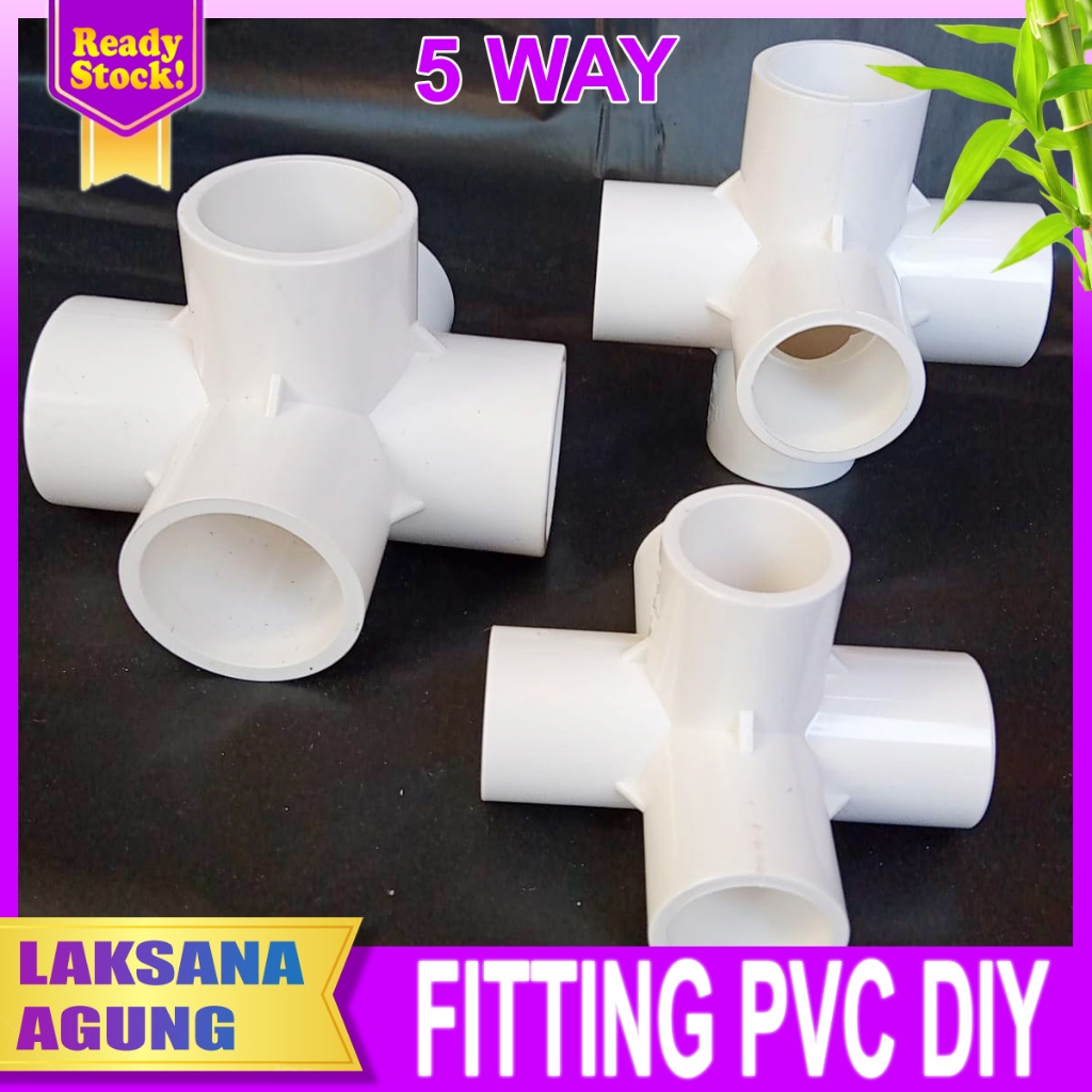 Jual 5 WAY Sambungan Fitting pipa Pvc 20mm, 25mm ,1 inch, 5 Arah Elbow ...