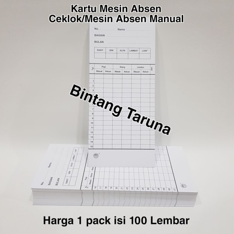 Jual Kartu Absensi Kartu Mesin Absen Manual Kartu Mesin Absensi manual ...