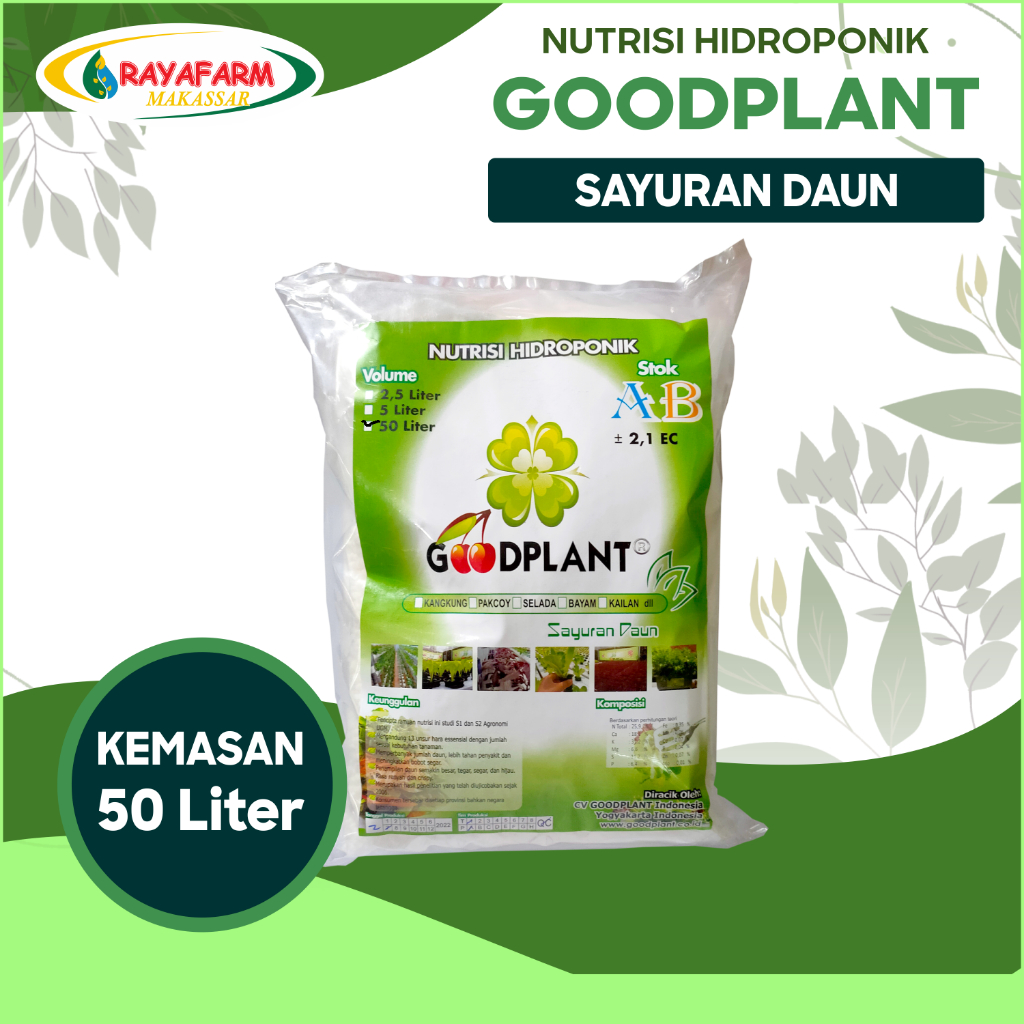 Jual Nutrisi Hidroponik AB Mix Goodplant Sayuran Daun 50 Liter | Shopee ...