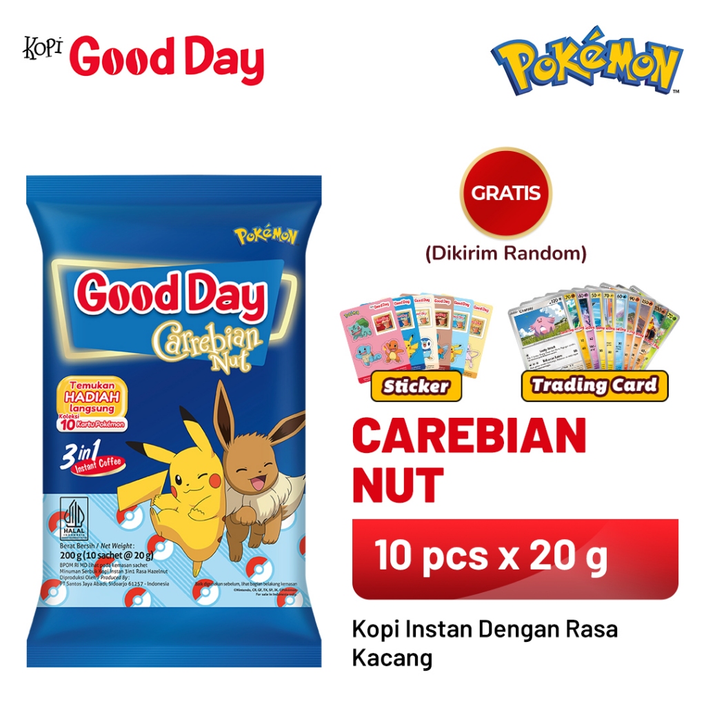 Jual GOOD DAY x Pokémon Carrebian Nut 1 Pack (10 x 20 gr) | Shopee ...