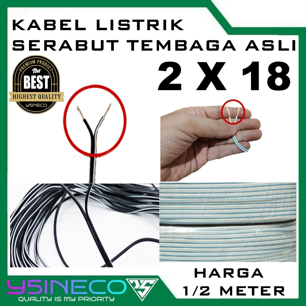 Jual Kabel Listrik 2x18 Serabut Tembaga Asli High Quality | Shopee Indonesia