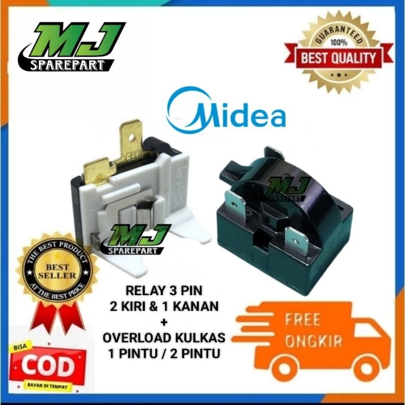 Jual RELAY 3 PIN + PTC OVERLOAD KULKAS MIDEA 1 PINTU / 2 PINTU | Shopee ...