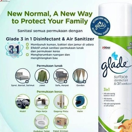 Jual ORIGINAL Glade 3 In 1 Surface Disinfectant & Air Sanitizer 400ml ...