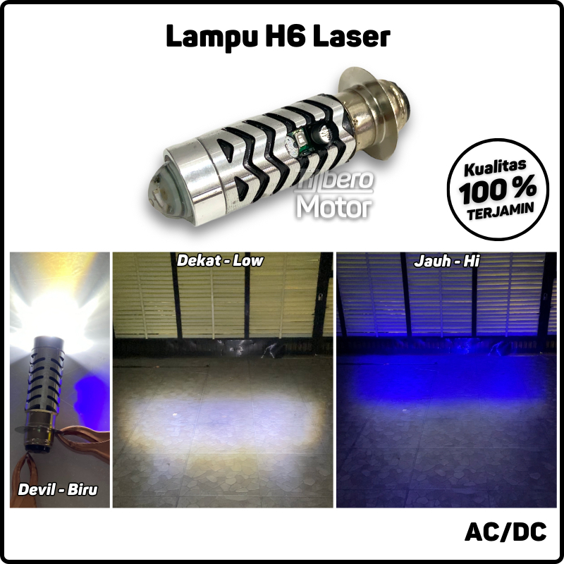Jual HEADLAMP LED H6 D2 LASER 2 WARNA SENJA BIRU DUAL COLOR HI LOW ...