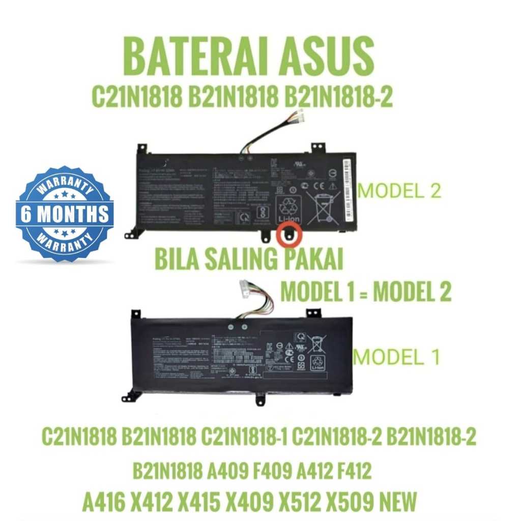 Jual Battery baterai Asus VivoBook A412 A412D B21N1818-2 A412F C21N1818 | Shopee Indonesia