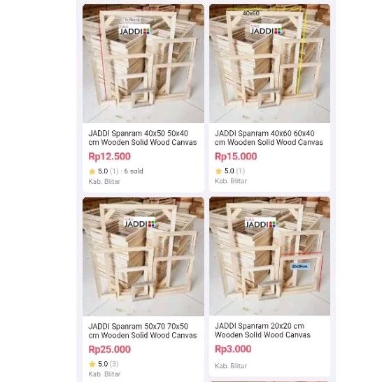 Jual JADDI custom spanram kayu frame bagian dalam kanvas lukisan banner ...
