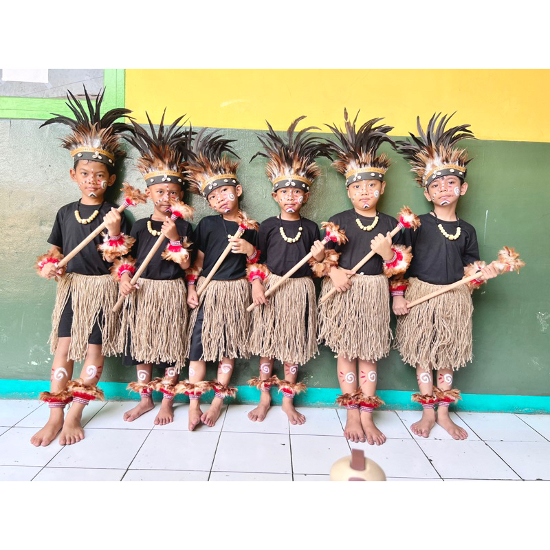 Jual baju adat tari rok papua rumbai goni accecories | Shopee Indonesia
