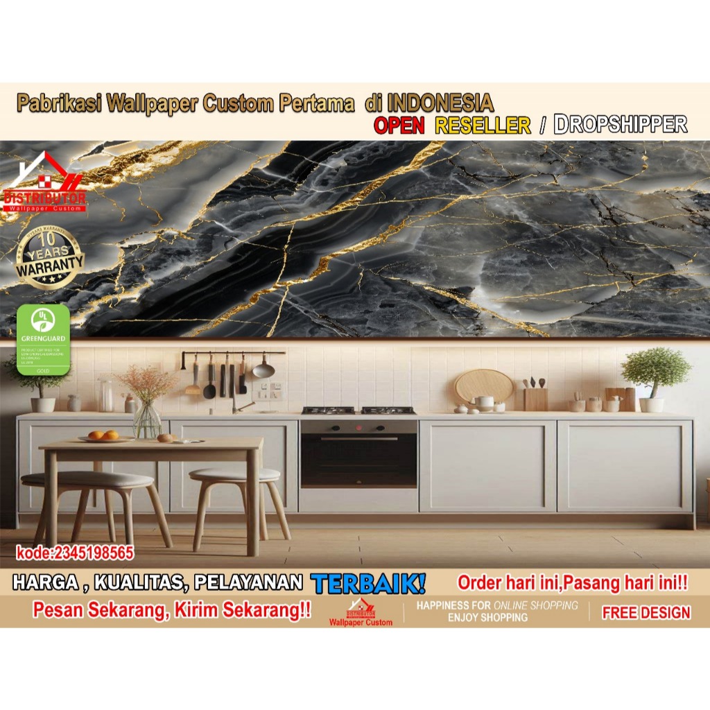 Jual Wallpaper Custom 3D Tema Marmer | Wallpaper Dapur | Wallpaper ...