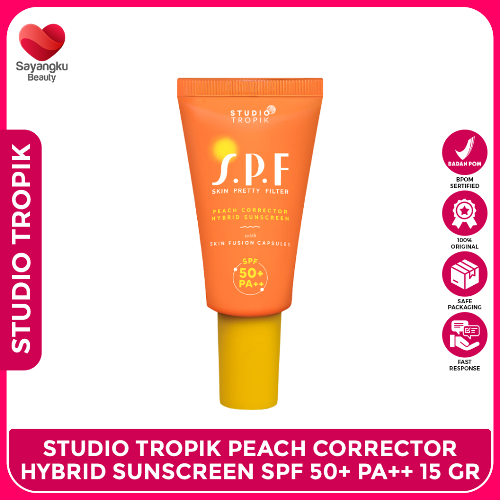 Jual Studio Tropik Peach Corrector Hybrid Sunscreen SPF 50+ PA++ 15g ...