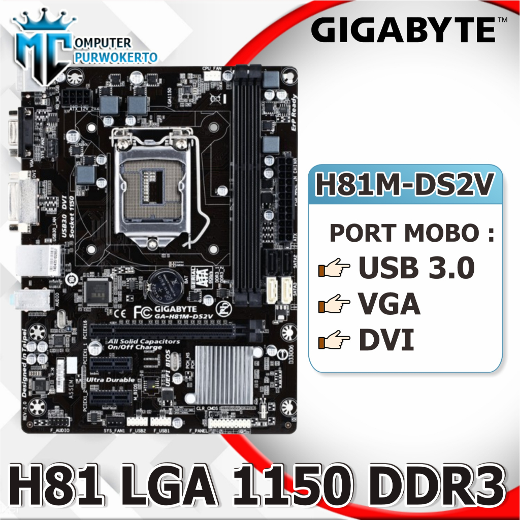 Jual Mainboard Mobo Intel LGA 1150 H81 DDR3 Gigabyte | Shopee Indonesia