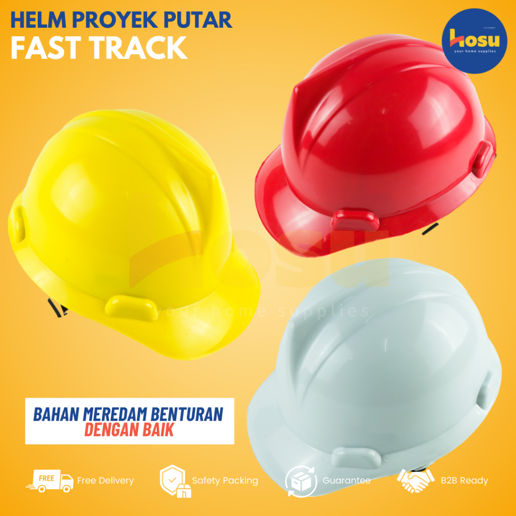 Jual Helm Proyek Safety Fastrack Kuning Helm Kerja + Pelindung Dagu ...
