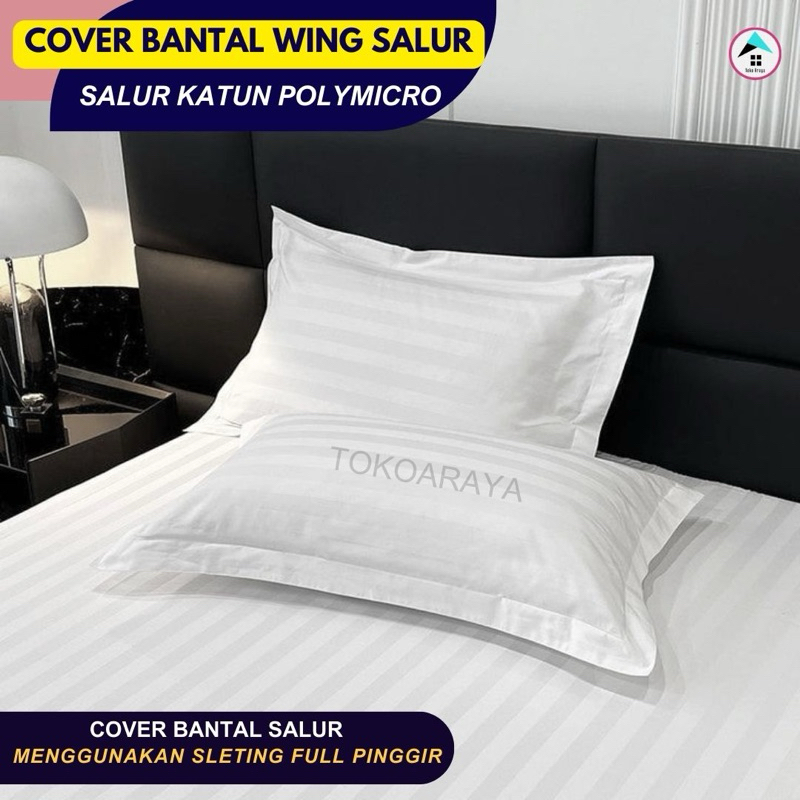 Jual Sarung Cover Bantal Wings Salur Putih Polymicro Ukuran Jumbo ...