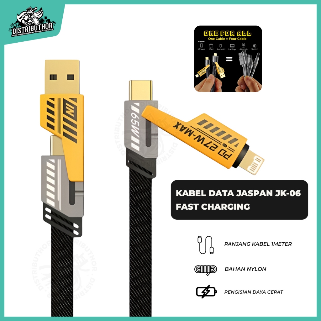 Jual Kabel Data JASPAN 4 IN 1 65W Fast Charging Kabel Charger Hp PD 27 ...