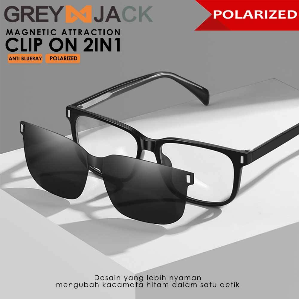 Jual Grey Jack Kacamata Clip On 2in1 Free Lens Polarized Anti Silau Bahan Tr90 Bold Ringan Pria ...