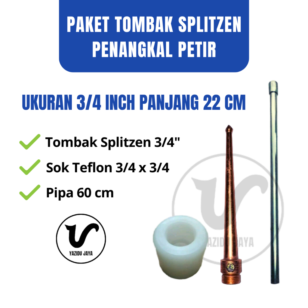 Jual Penangkal Petir Tombak Splitzen 3/4 Inch 22 cm + Pipa Galvanise ...