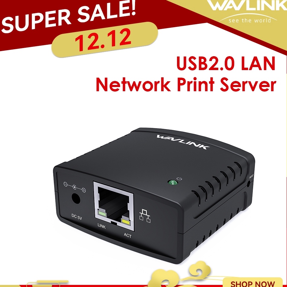 Jual KODE D9Q9 Wavlink USB2 Network Print Server LAN Print Share Server ...