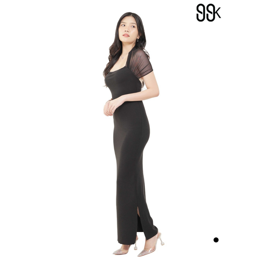 Jual 99kOUTLET Dress Maxi Polos Lengan Pendek Backless Halter Neck 7559 ...