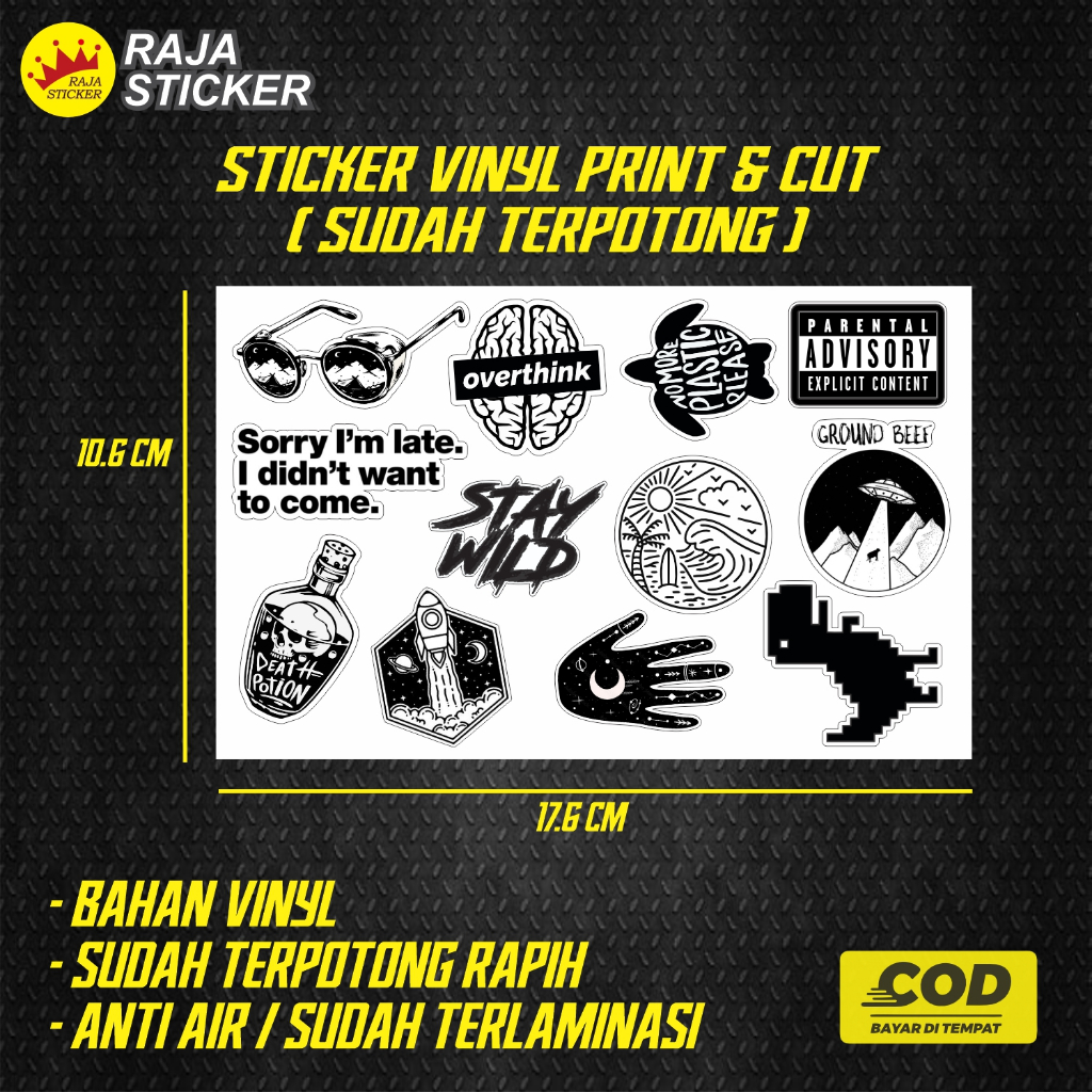 Jual STIKER VINYL TERMURAH / STICKER KISS CUT BLACK AND WHITE / STIKER ...