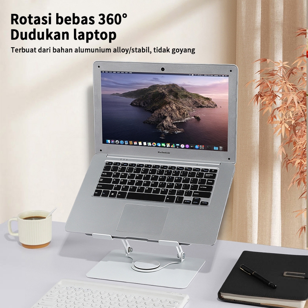 Jual Laptop Stand 360° Rotatable Meja Aluminium dengan kipas pendingin ...