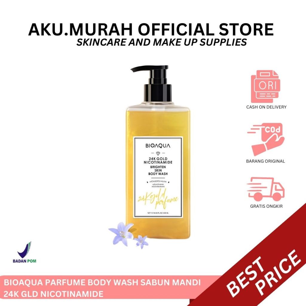 Jual BIOAQUA 24K GOLD NICOTINAMIDE BRIGHTEN SKIN BODY WASH 400 ML SHOWER GEL | Shopee Indonesia