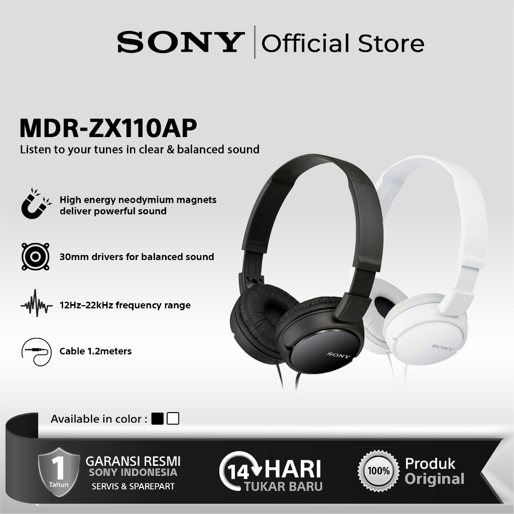 Jual Sony MDR-ZX110AP Smartphone Headset Black | Shopee Indonesia