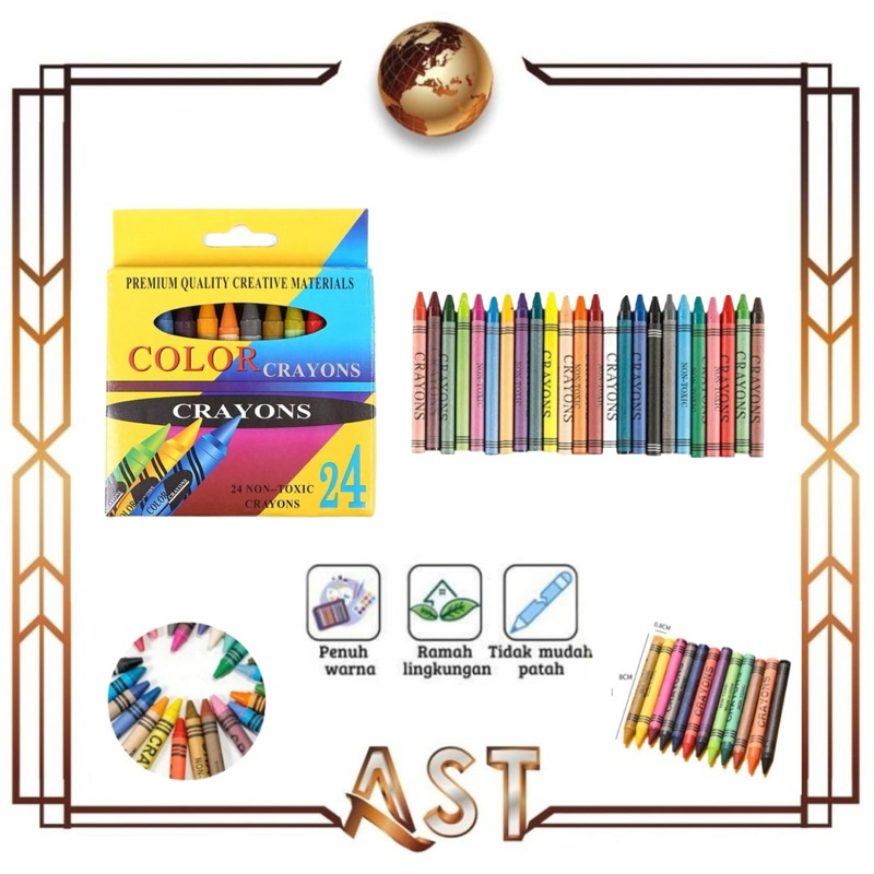 Jual Crayon Krayon isi 24pcs Pensil Anak Warna Tulis Gambar Box Crayons ...