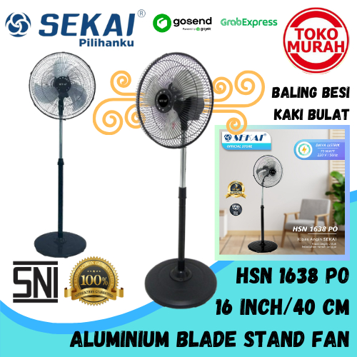 Jual Kipas Angin Berdiri Besi SEKAI HSN 1638 PO Stand Fan 16 Inch/40 CM ...