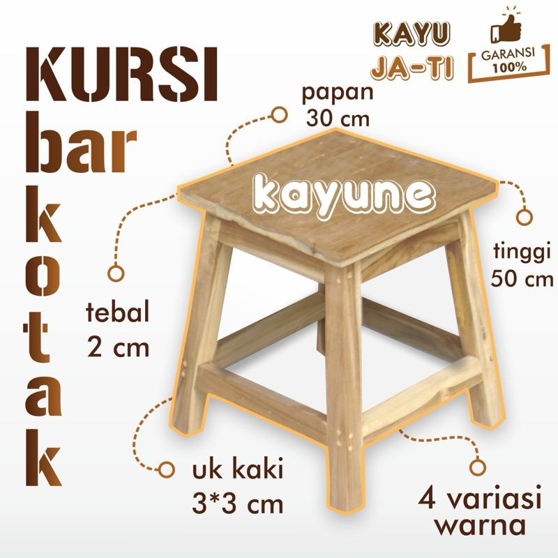 Jual Kayune.id - Kursi Kotak Bar Warung Makan Tinggi 50 cm Material ...