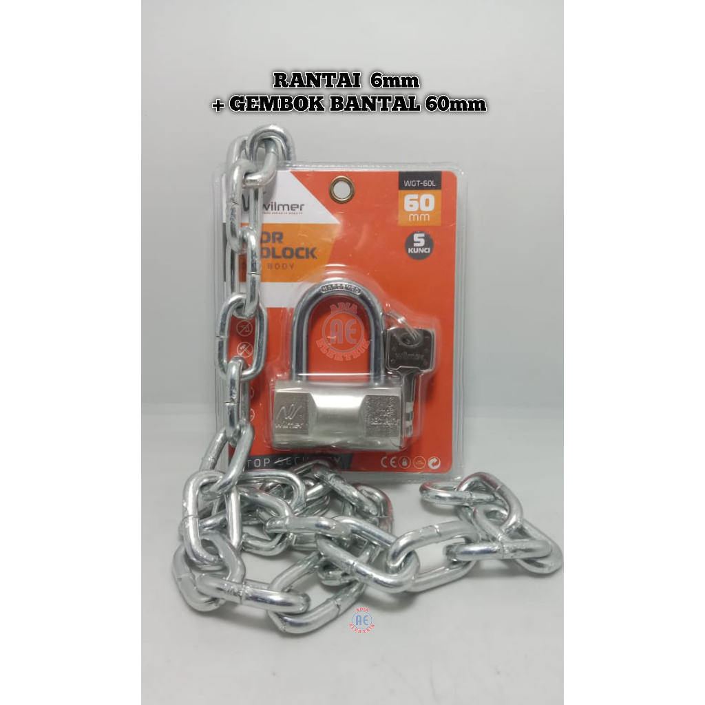 Jual Paket Rantai Besi kapal + Gembok 60mm Anti Maling / Rantai Besi ...