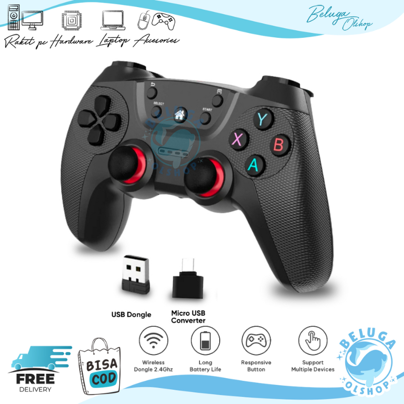 Jual GAMEPAD WIRELESS SINGLE TURBO 2.4GHZ PC LAPTOP SMART TV BOX STICK ...