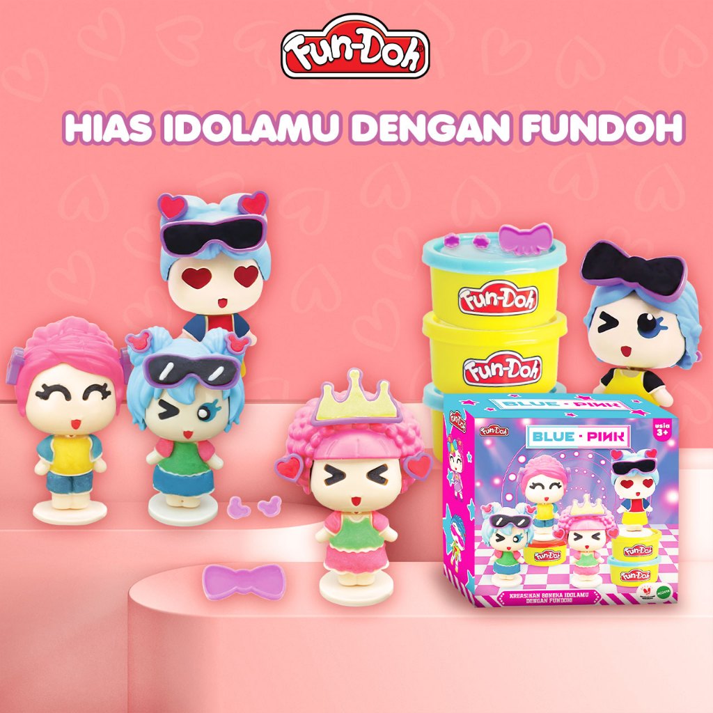 Jual COD FUNDOH BLUE-PINK Mainan Karakter Satu Set Cetakan Boneka Clay ...