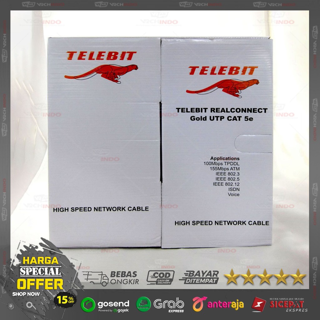 Jual Kabel LAN Network CAT5E - 1 Gb/s | Telebit Real Connect Harga Meteran !! | Shopee Indonesia