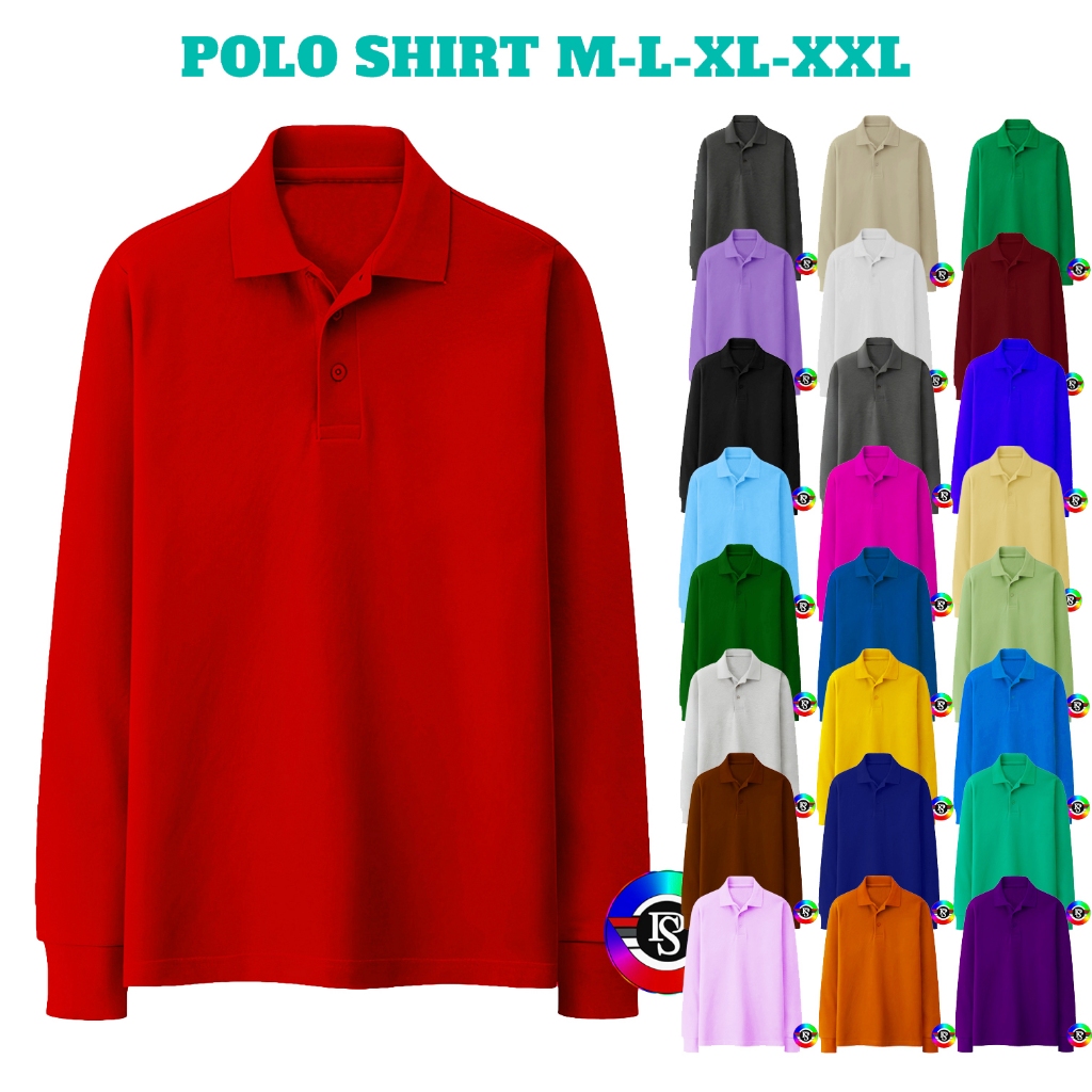 Jual Polo T-shirt Tangan Panjang/Kaos Polos/Kaos Kerah Pria dan Wanita ...