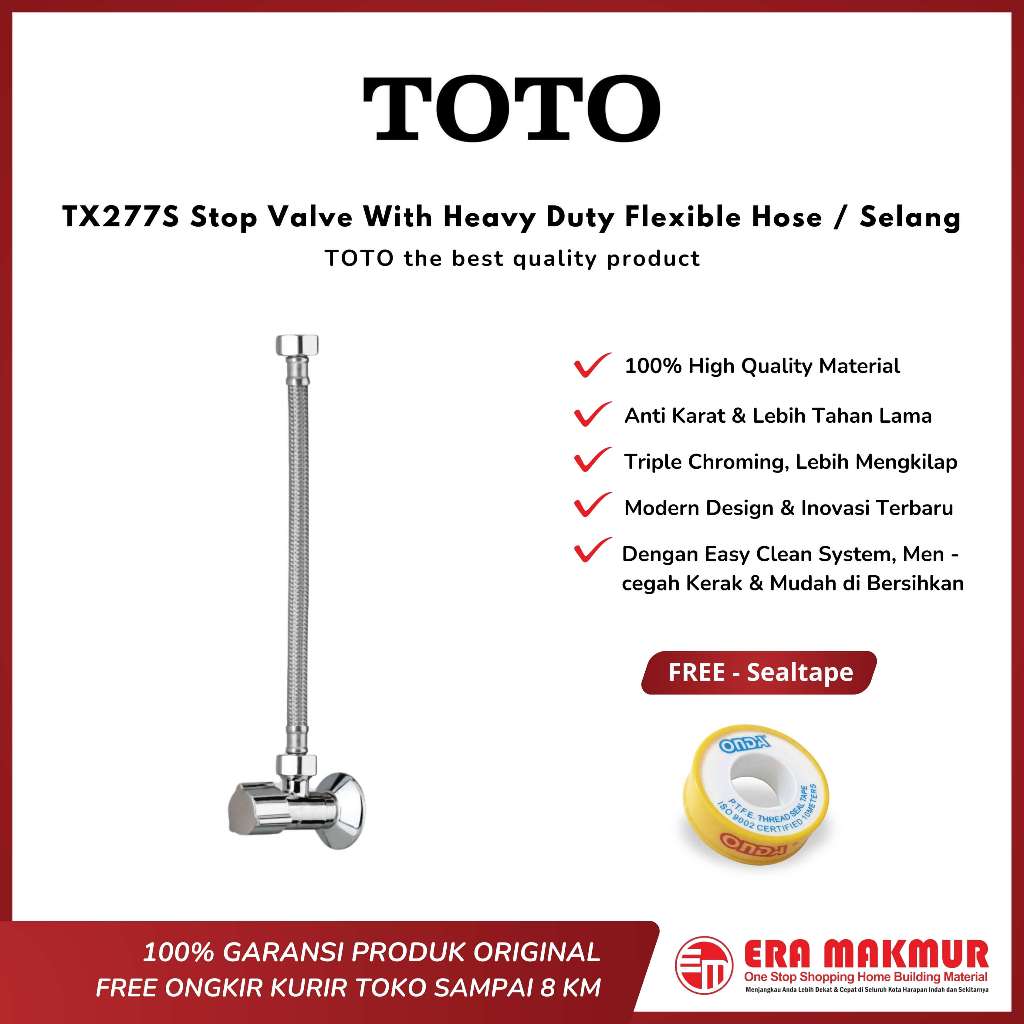 Jual TOTO - TX277S Stop Valve With Heavy Duty Flexible Hose / Selang ...