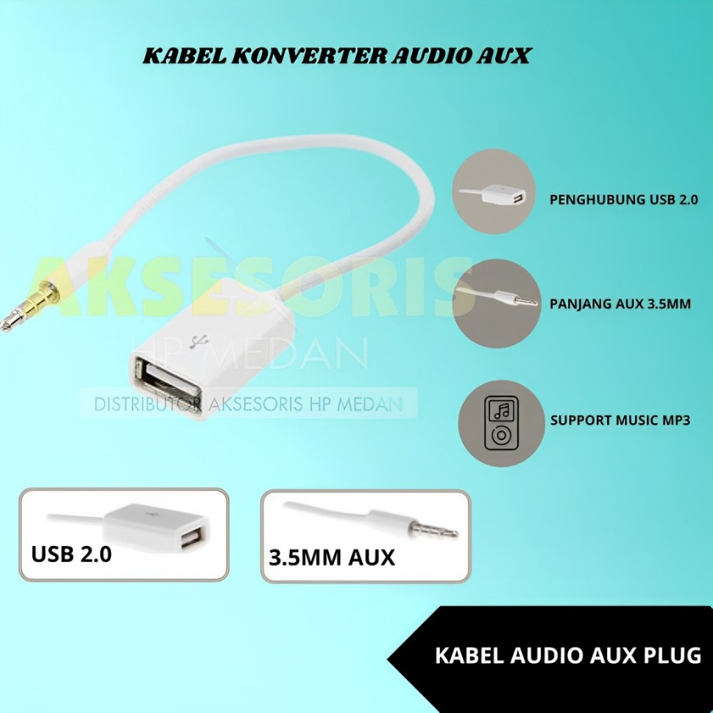 Jual KABEL AUDIO AUX PLUG TO USB / KABEL KONVERTER AUX JACK 3.5MM ...