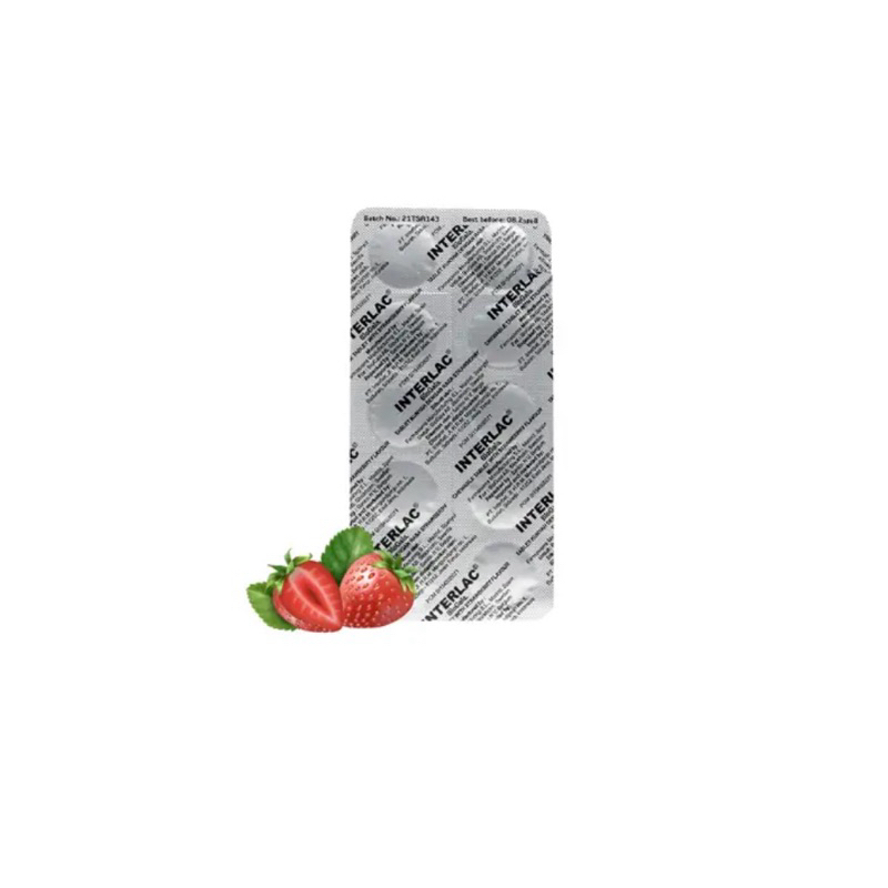 Jual INTERLAC KUNYAH RASA STRAWBERRY & LEMON 1 STRIP 10 TABLET - TABLET ...