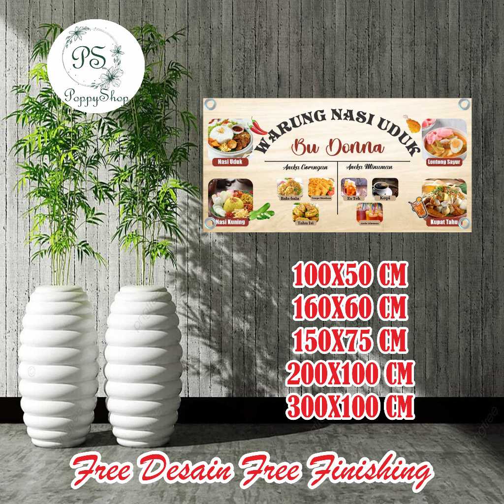 Jual Spanduk Banner 100x50 Warung Nasi Uduk Bisa Custom Desain | Shopee ...