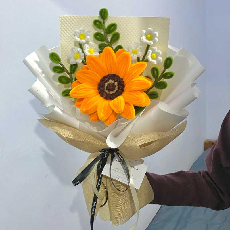 Jual Buket Kawat Bulu Bunga Matahari || Pipe Qleaner Bouquet ...