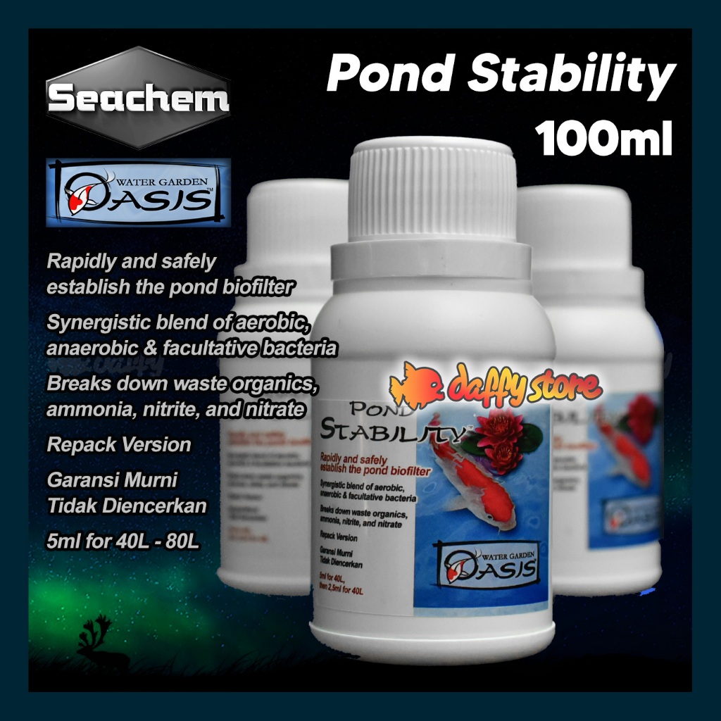 Jual Seachem Pond Stability 100 ml Oasis (bacteria biofilter) bakteri starter kolam akuarium ...