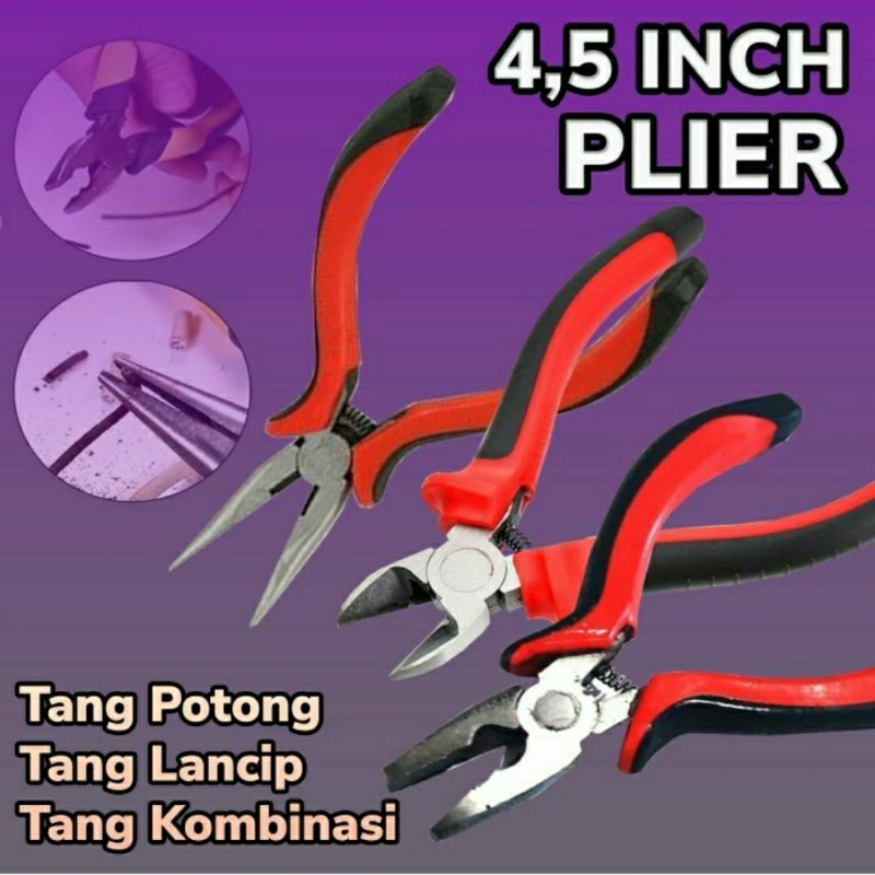 Jual Tang potong Kabel 4,5" Inchi Tang kupas kabel kawat diagonal mini pliers Tang kombinasi ...