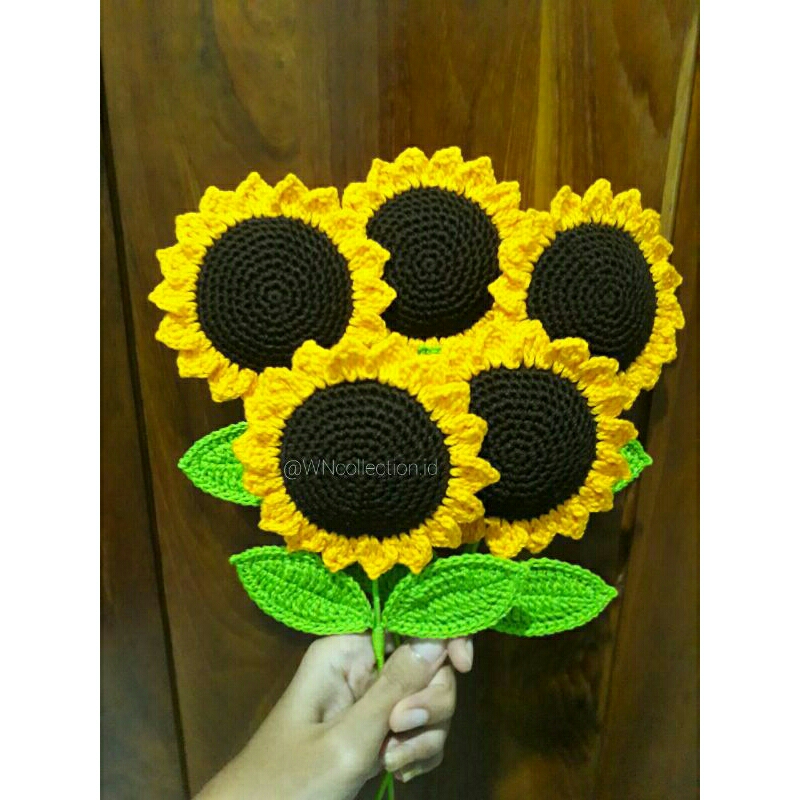 Jual BUNGA MATAHARI RAJUT/ BUKET SUNFLOWER/ SUNFLOWER CROCHET | Shopee ...