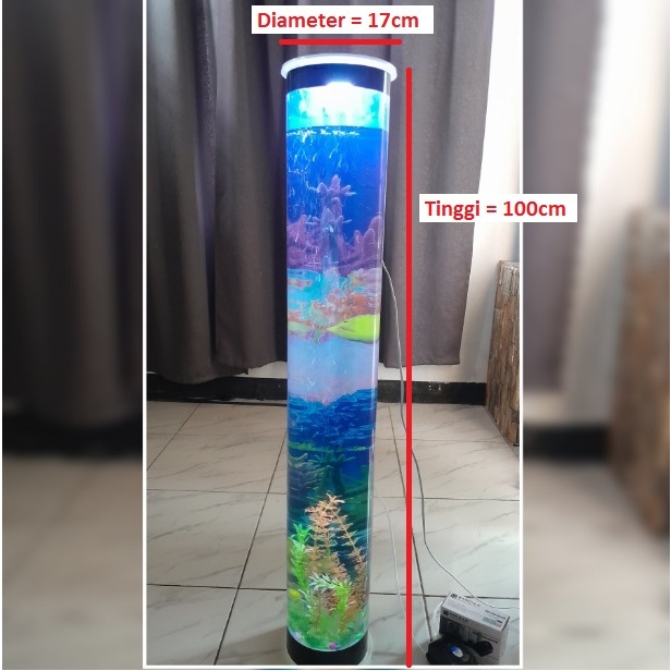 Jual 17100 - Khusus Tinggi 100cm Aquarium Tabung Bulat JUMBO Mika ...