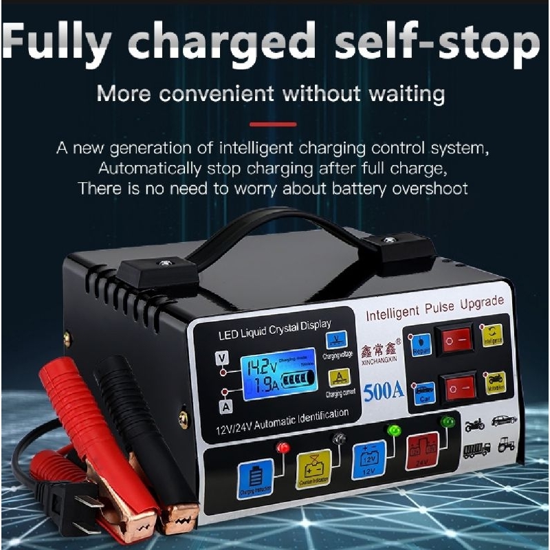 Jual Charger Aki Mobil Motor 12V-24V 500A / 800A Charger Aki Otomatis Smart Intelligent Auto ...