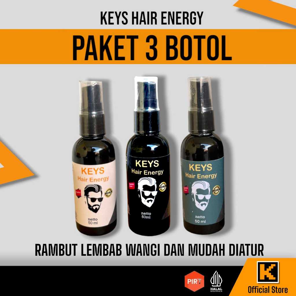 Jual Paket Hemat 3 Botol Keys Hair Energy 50 ml (Bubble gum, Vanilla ...