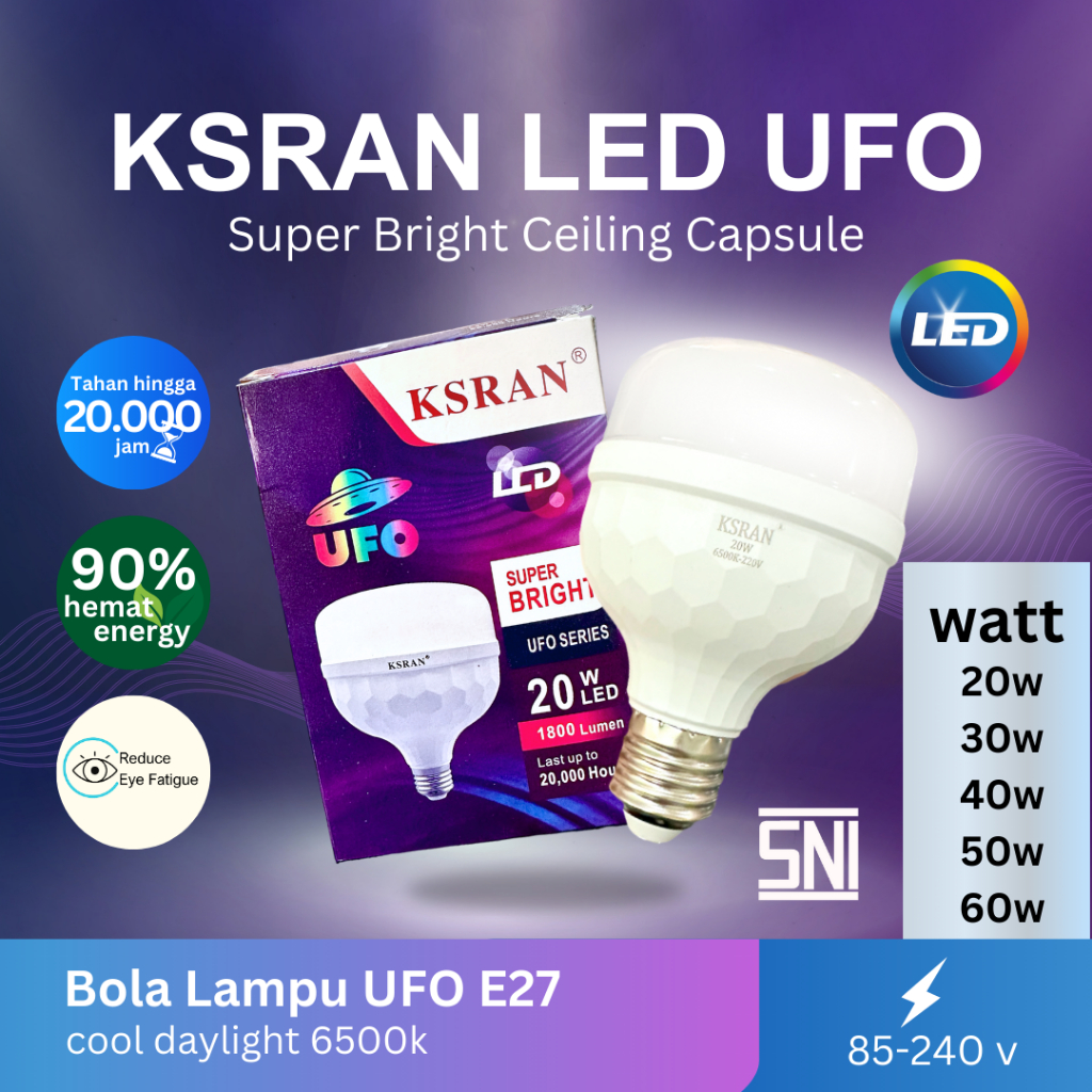 Jual LAMPU LED JUMBO UFO LAMPU LED tBULB BOHLAM LED KAPSUL 20W 30W 40W 50W 60W PUTIH HEMAT ...