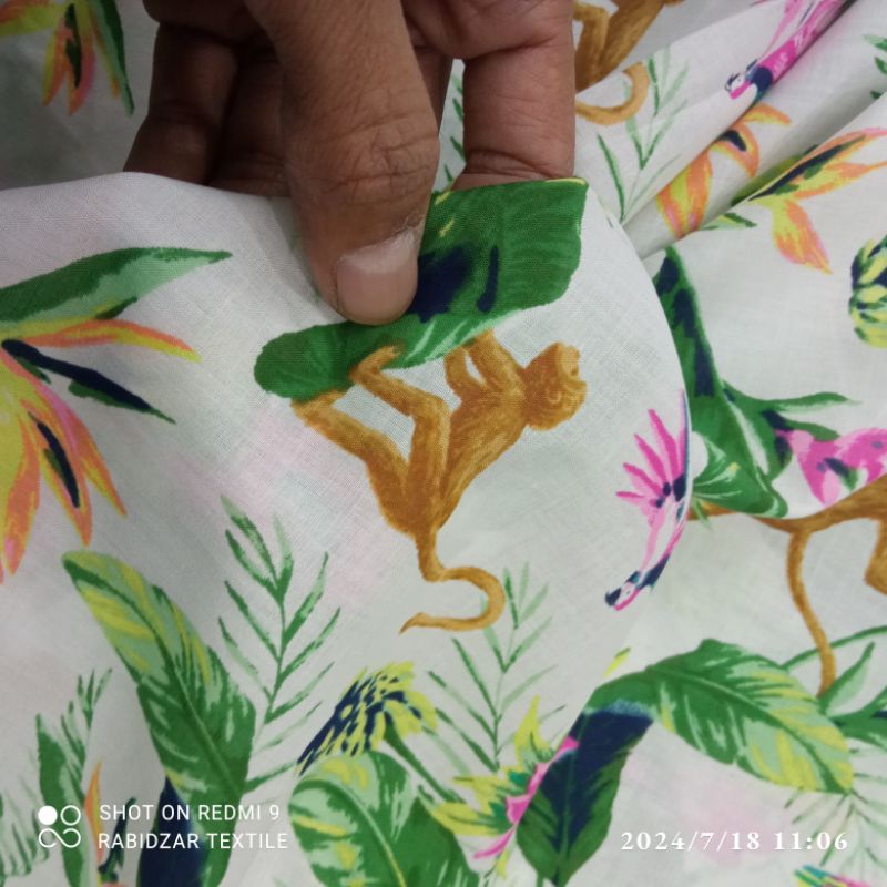 Jual KAIN KATUN PARIS LUX,S PREMIUM GARMENT MOTIF MONKEY | Shopee Indonesia