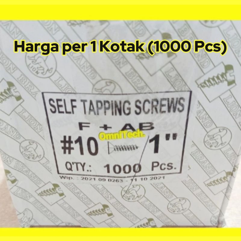 Jual Sekrup Tap Tapping Screw FAB FH Flat Kepala Rata (+) Moon Lion 10x1" 2 , 5 cm 10 x 1 ...