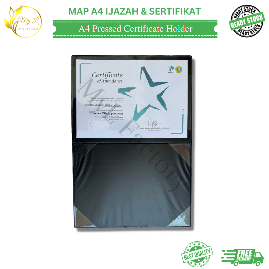 Jual My.L Map A4 Sertifikat, Sampul & Cover Ijazah / Album Foto holder Hitam Polos | Shopee ...