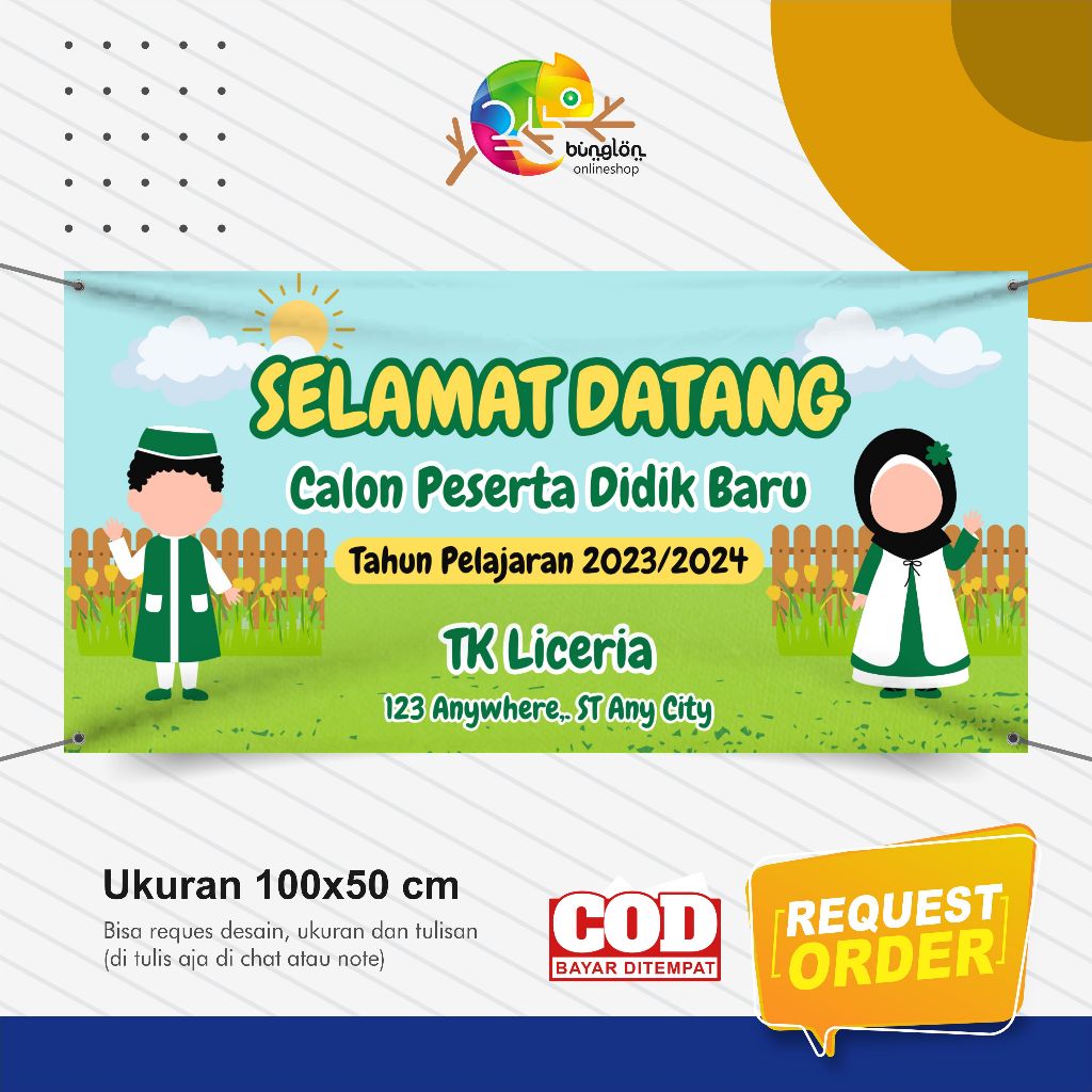 Jual Spanduk banner Hijau dan Biru Ceria Banner Selamat Datang Siswa ...